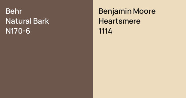 Behr Natural Bark vs. Benjamin Moore Heartsmere comparison