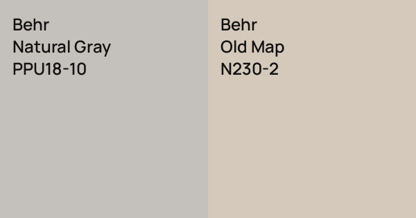 Behr Natural Gray vs. Behr Old Map comparison