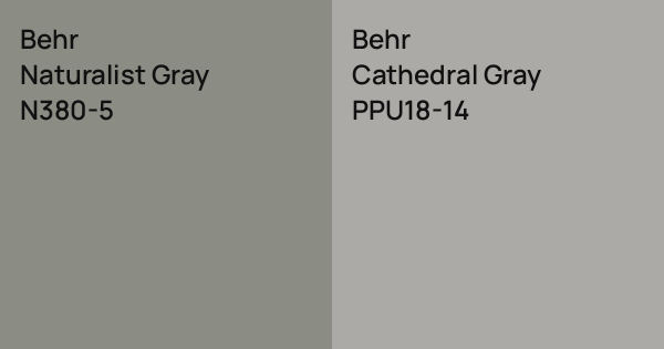 Behr Naturalist Gray vs. Behr Cathedral Gray comparison
