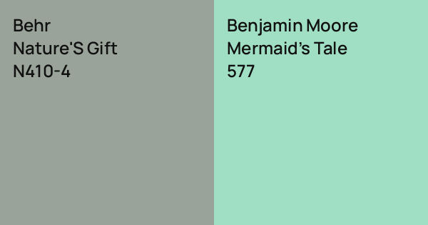 Behr Nature'S Gift vs. Benjamin Moore Mermaid's Tale comparison