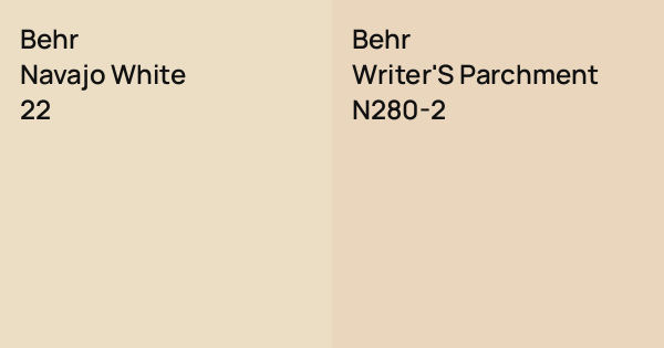 Behr Navajo White vs. Behr Writer'S Parchment comparison