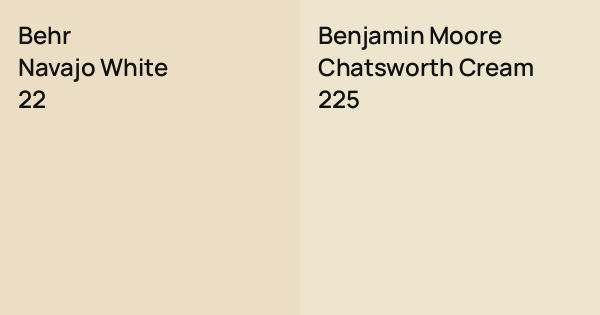 Behr Navajo White vs. Benjamin Moore Chatsworth Cream comparison