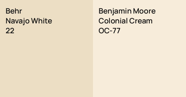 Behr Navajo White vs. Benjamin Moore Colonial Cream comparison