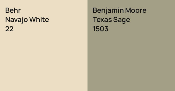 Behr Navajo White vs. Benjamin Moore Texas Sage comparison