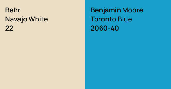 Behr Navajo White vs. Benjamin Moore Toronto Blue comparison