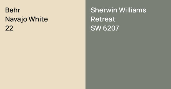 Behr Navajo White vs. Sherwin Williams Retreat comparison