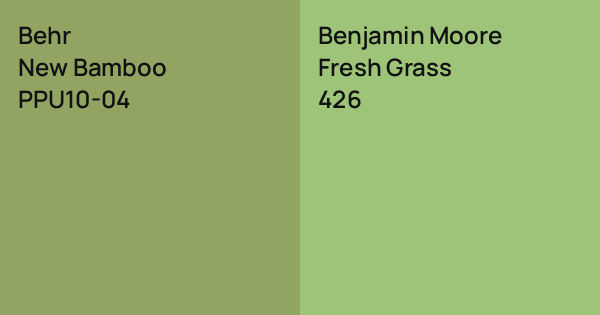 Behr New Bamboo vs. Benjamin Moore Fresh Grass comparison