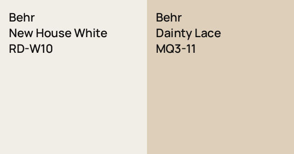 Behr New House White vs. Behr Dainty Lace comparison