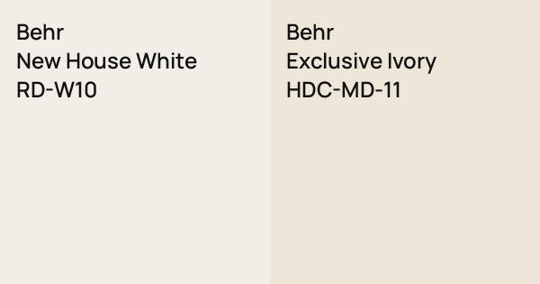 Behr New House White vs. Behr Exclusive Ivory comparison