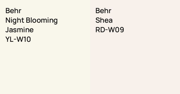 Behr Night Blooming Jasmine vs. Behr Shea comparison