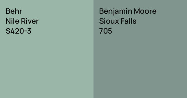 Behr Nile River vs. Benjamin Moore Sioux Falls comparison