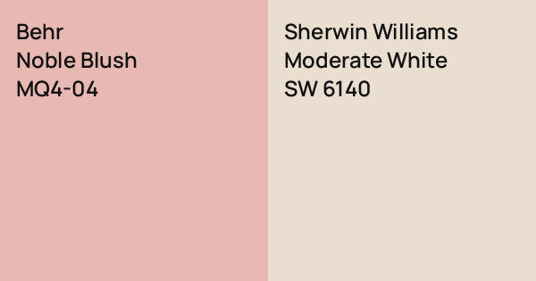 Behr Noble Blush vs. Sherwin Williams Moderate White comparison