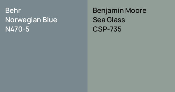 Behr Norwegian Blue vs. Benjamin Moore Sea Glass comparison