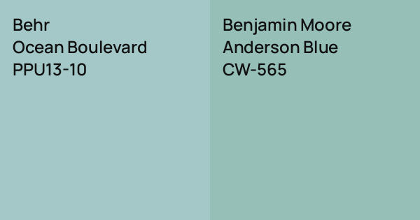 Behr Ocean Boulevard vs. Benjamin Moore Anderson Blue comparison
