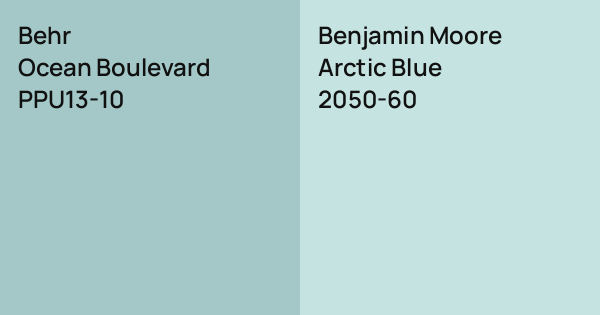 Behr Ocean Boulevard vs. Benjamin Moore Arctic Blue comparison