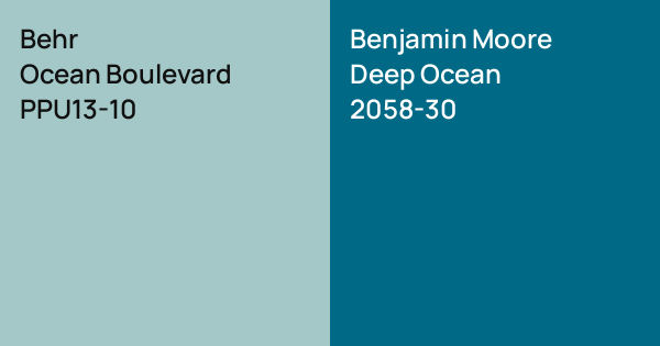 Behr Ocean Boulevard vs. Benjamin Moore Deep Ocean comparison