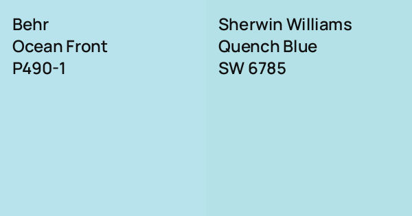 Behr Ocean Front vs. Sherwin Williams Quench Blue comparison