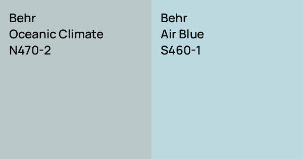 Behr Oceanic Climate vs. Behr Air Blue comparison