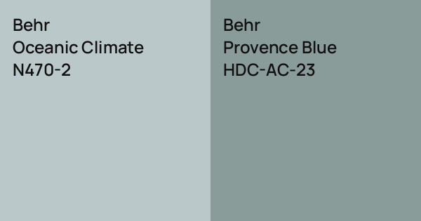 Behr Oceanic Climate vs. Behr Provence Blue comparison