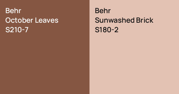 Behr October Leaves vs. Behr Sunwashed Brick comparison