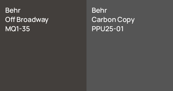 Behr Off Broadway vs. Behr Carbon Copy comparison