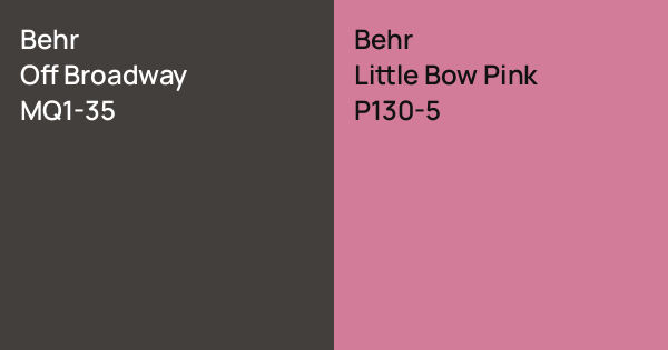 Behr Off Broadway vs. Behr Little Bow Pink comparison