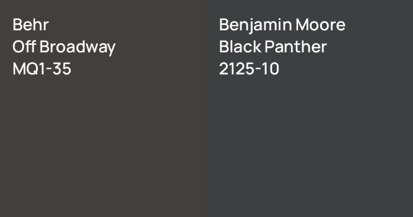 Behr Off Broadway vs. Benjamin Moore Black Panther comparison