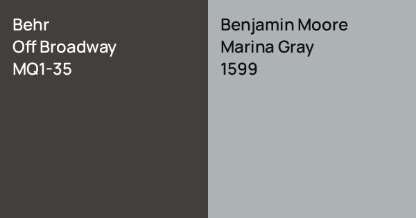 Behr Off Broadway vs. Benjamin Moore Marina Gray comparison