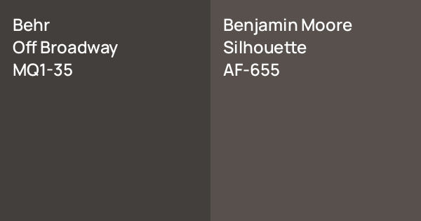 Behr Off Broadway vs. Benjamin Moore Silhouette comparison