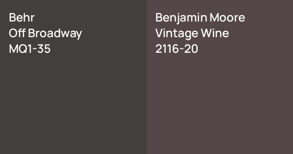 Behr Off Broadway vs. Benjamin Moore Vintage Wine comparison