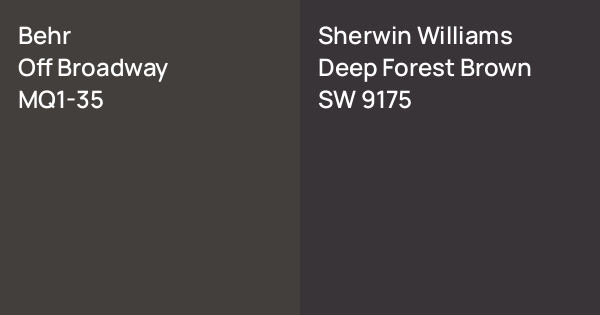 Behr Off Broadway vs. Sherwin Williams Deep Forest Brown comparison