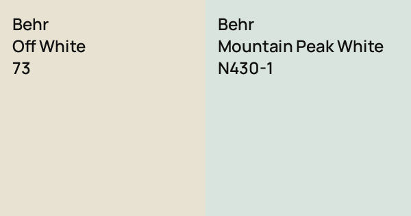 Behr Off White vs. Behr Mountain Peak White comparison