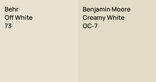 Behr Off White vs. Benjamin Moore Creamy White comparison