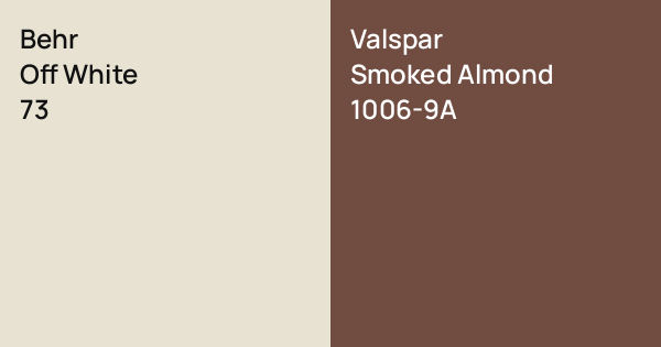 Behr Off White vs. Valspar Smoked Almond comparison