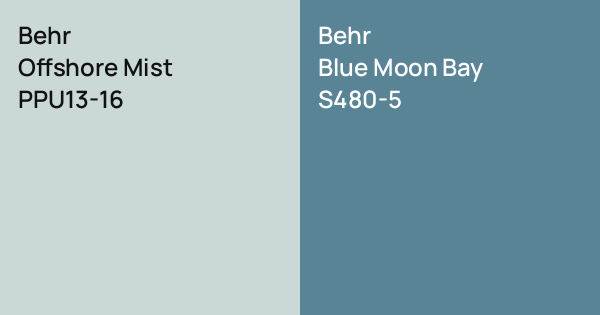 Behr Offshore Mist vs. Behr Blue Moon Bay comparison