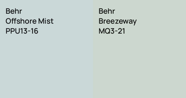 Behr Offshore Mist vs. Behr Breezeway comparison