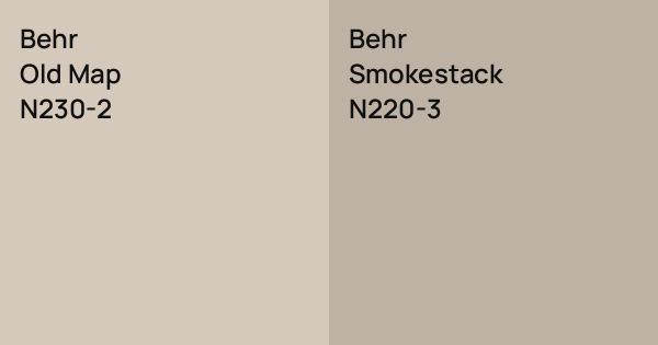 Behr Old Map vs. Behr Smokestack comparison