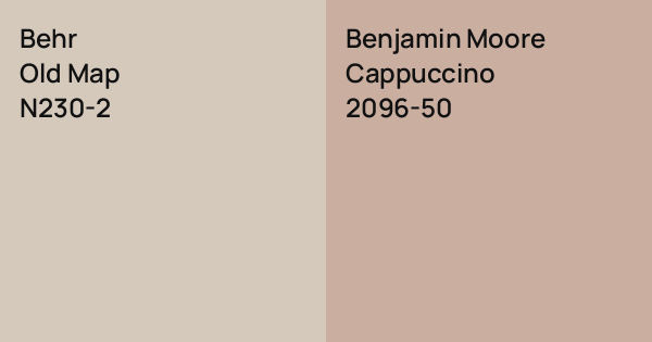 Behr Old Map vs. Benjamin Moore Cappuccino comparison