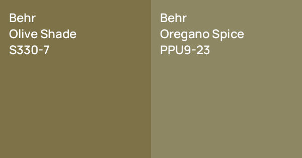 Behr Olive Shade vs. Behr Oregano Spice comparison