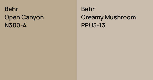 Behr Open Canyon vs. Behr Creamy Mushroom comparison