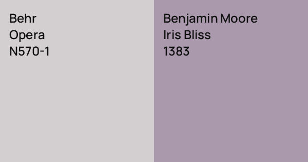 Behr Opera vs. Benjamin Moore Iris Bliss comparison
