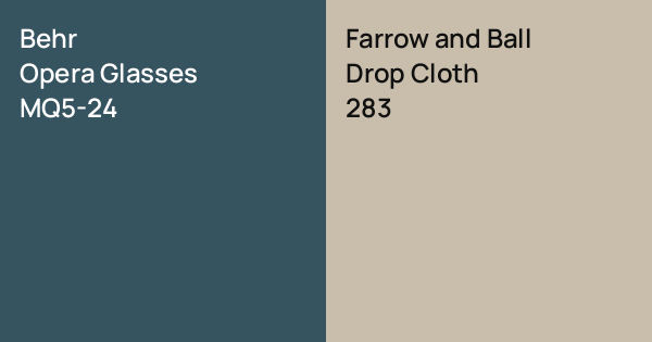 Behr Opera Glasses vs. Farrow and Ball Drop Cloth comparison