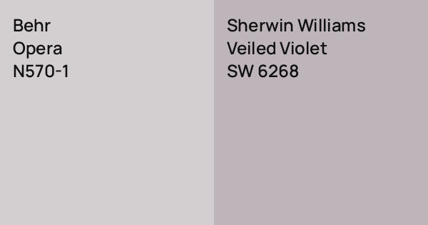 Behr Opera vs. Sherwin Williams Veiled Violet comparison