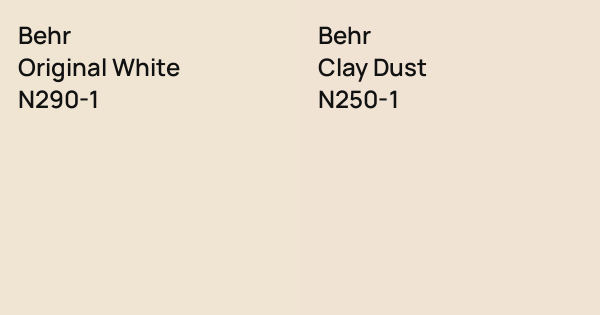 Behr Original White vs. Behr Clay Dust comparison