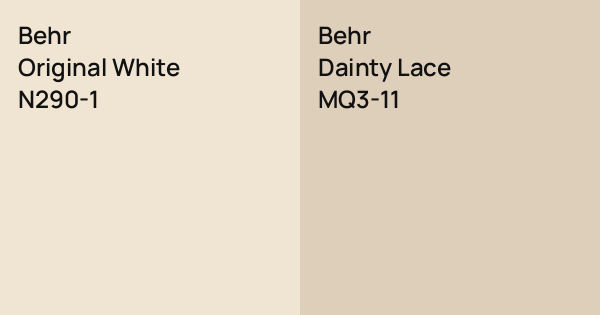 Behr Original White vs. Behr Dainty Lace comparison