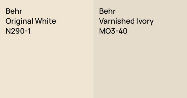 Behr Original White vs. Behr Varnished Ivory comparison