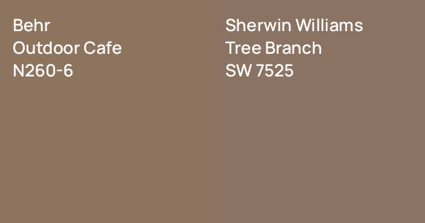 Behr Outdoor Cafe vs. Sherwin Williams Tree Branch comparison