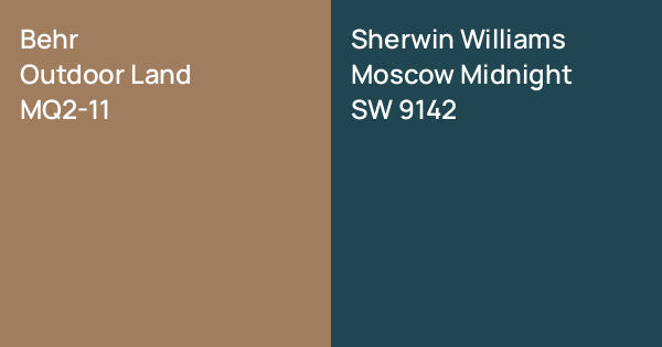 Behr Outdoor Land vs. Sherwin Williams Moscow Midnight comparison