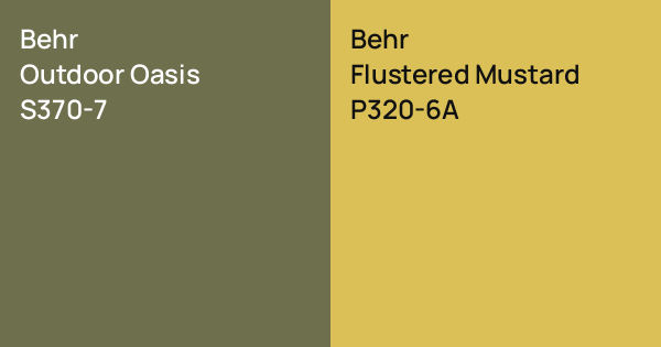Behr Outdoor Oasis vs. Behr Flustered Mustard comparison