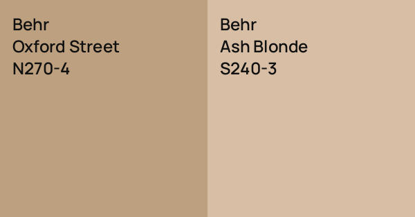 Behr Oxford Street vs. Behr Ash Blonde comparison